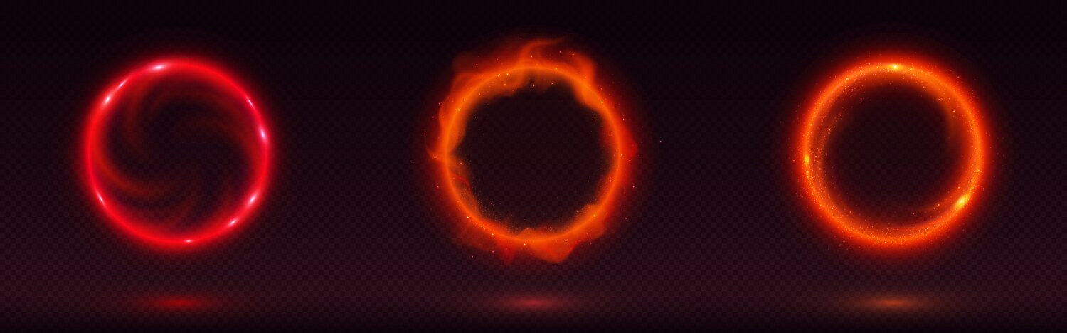 Fire circle portal loading progress steps Vector Image