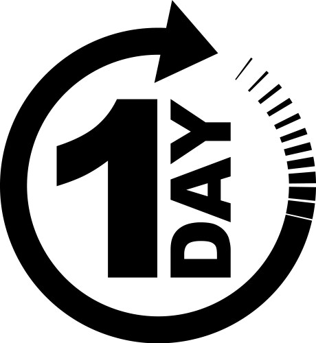One day to go time icon on white background Vector Image