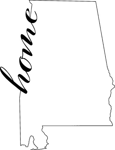Alabama us state map red outline border Royalty Free Vector