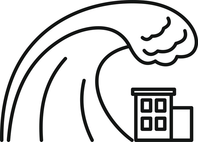 House tsunami icon outline style Royalty Free Vector Image
