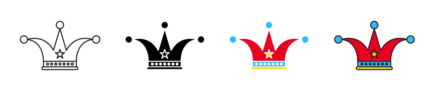 Jester hat icon set joker clown symbol Royalty Free Vector