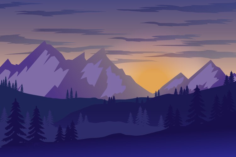Mountain landscape in flat style design element Vector Image