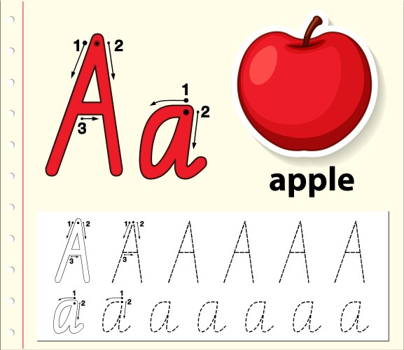 Tracing alphabet uppercase capital letter Vector Image