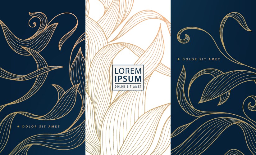 Set of flower leaves elegant patterns Royalty Free Vector