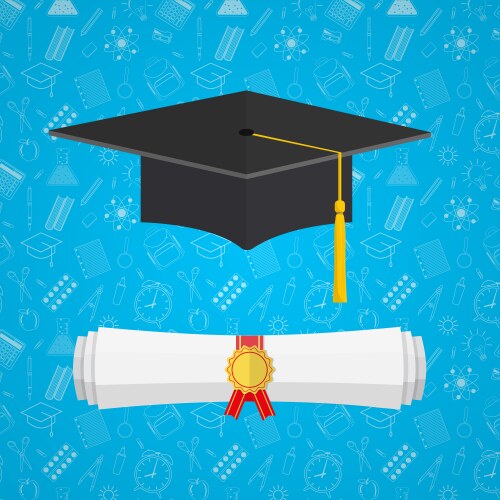 3d graduation capbook and diploma Royalty Free Vector Image