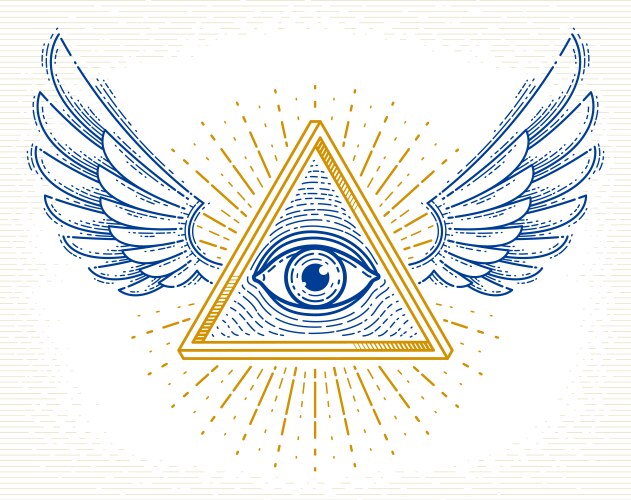 All-seeing eye of god inside triangle pyramid Vector Image
