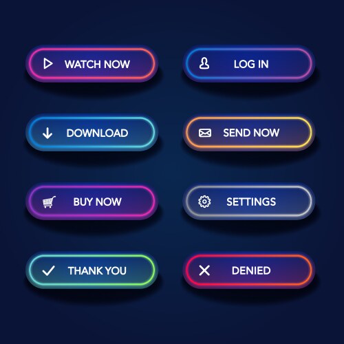 Dark ui set Royalty Free Vector Image - VectorStock