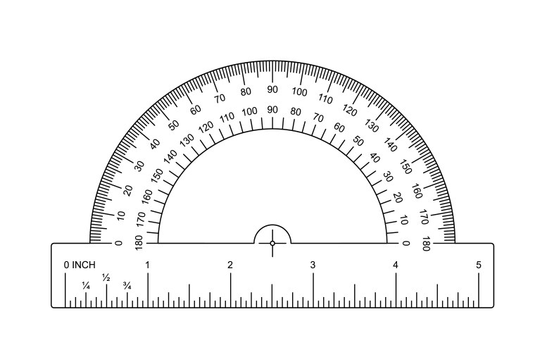 180 degree protractor ruler or set square sign Vector Image