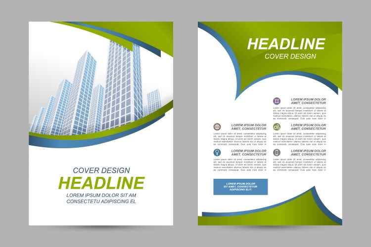 Front and back wave flyer template design Vector Image