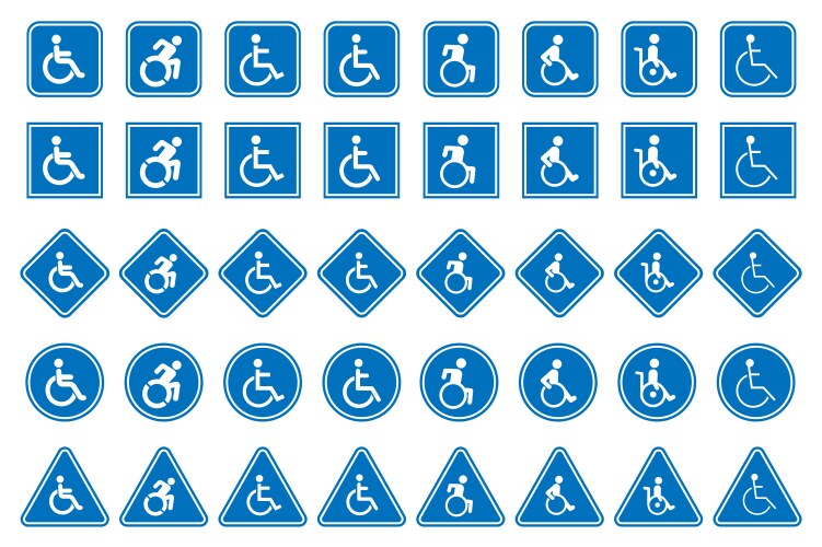 Handicap labels and signs disabled people icons Vector Image