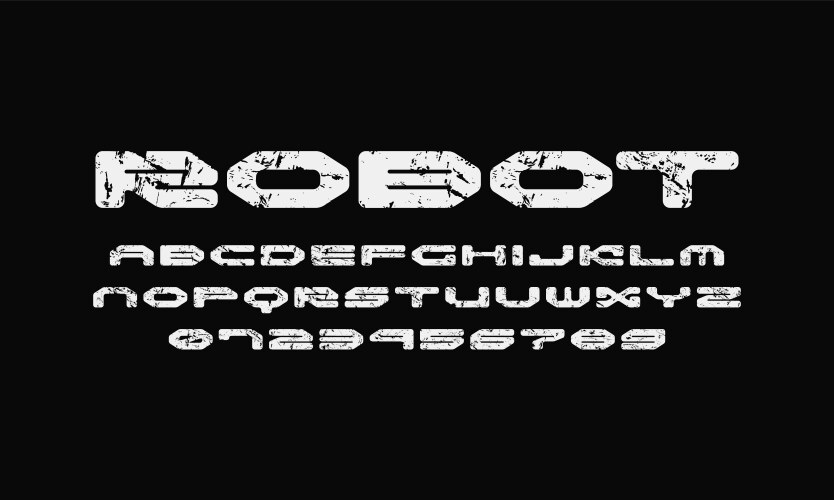 Stencil rounded font long alphabet Royalty Free Vector Image