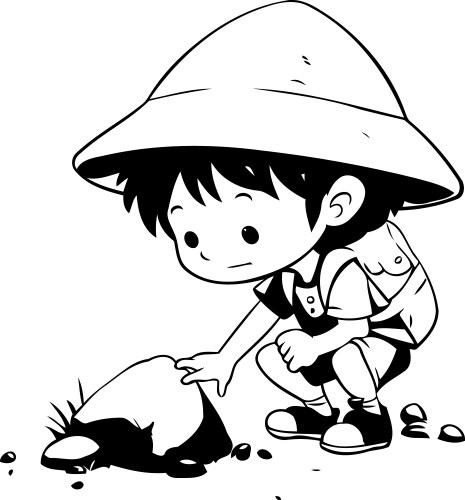 Cute boy digging a hole in the sand Royalty Free Vector