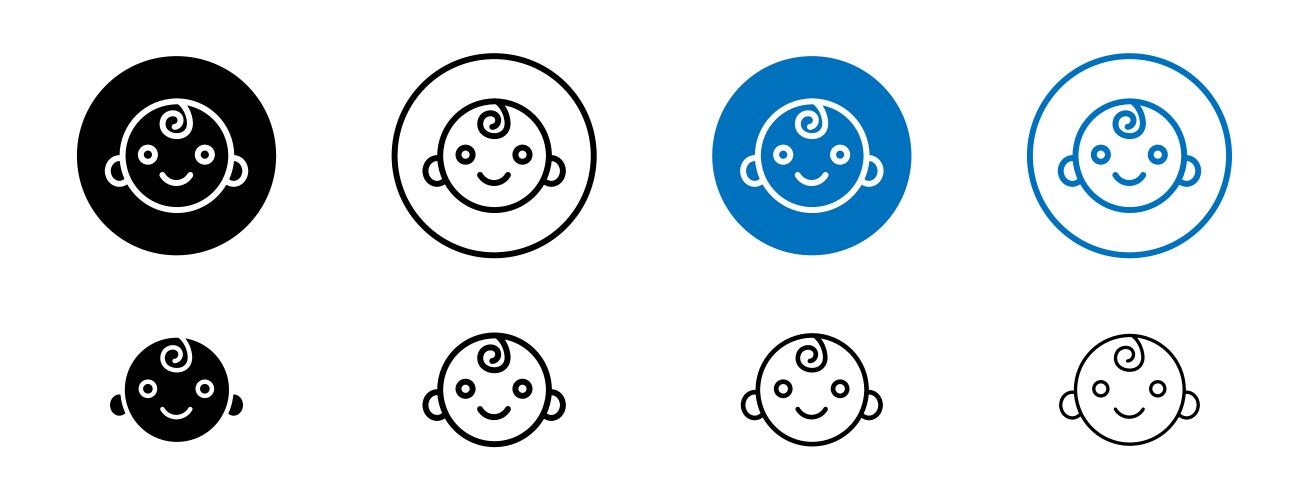 Child head icon set happy baby face symbol kid Vector Image