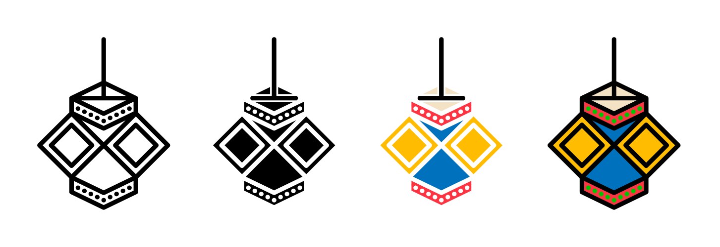 Kandeel icon set indian kandil symbol Royalty Free Vector