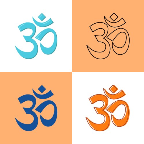 Classic aum om omkara symbol in sunburst Vector Image