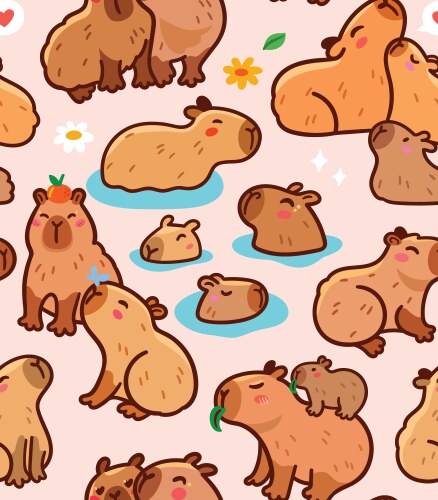 Seamless pattern with capybara Royalty Free Vector Image