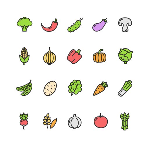 Set fresh colorful fruit vegetables Royalty Free Vector