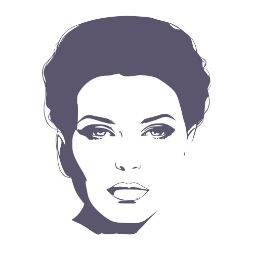 Young woman face front view in low key style Vector Image
