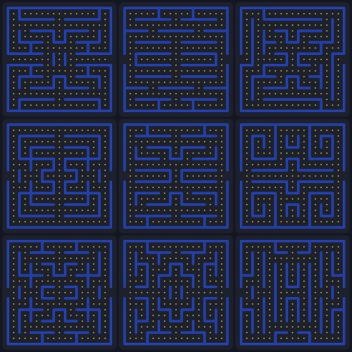 Pac man game maze set Royalty Free Vector Image