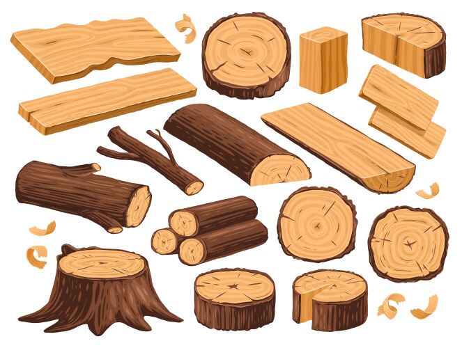 Natural lumber timber woodworking set carpentry Vector Image