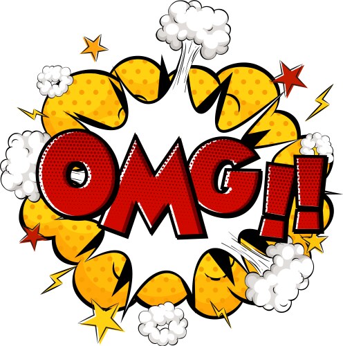 Omg comic bubble cartoon text in pop art bang Vector Image