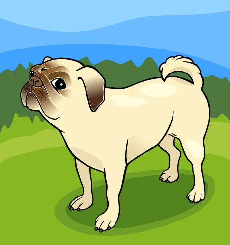Cute pug dog cartoon Royalty Free Vector Image