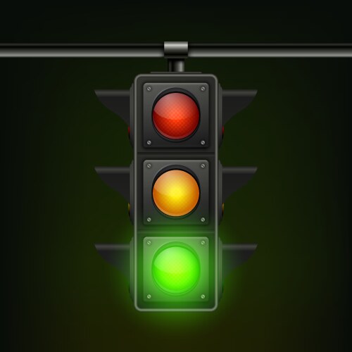 Realistic hanging traffic signal with green Vector Image