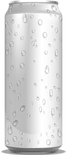 Realistic green aluminum can with drops Royalty Free Vector