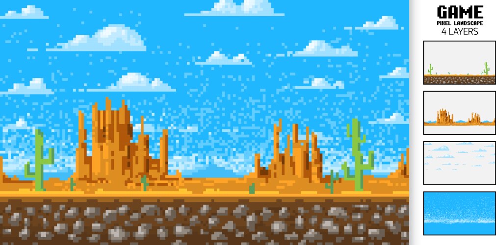 Pixel cityscape 8 bit art game landscape Vector Image