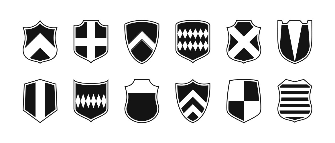 Classic shields shapes set with different Vector Image