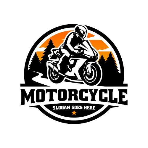 Biker riding motorcycle logo Royalty Free Vector Image