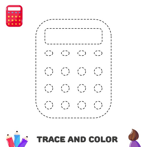 Tracing calculator trace and color educational Vector Image
