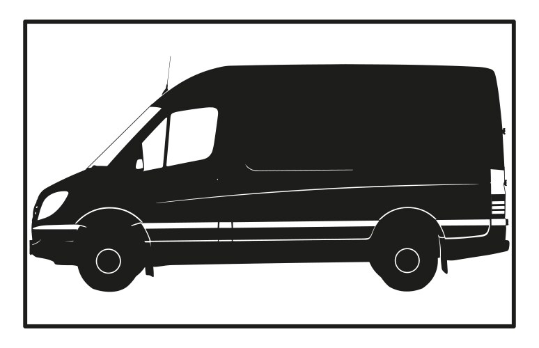 Van icon silhouette cargo minibus Royalty Free Vector Image