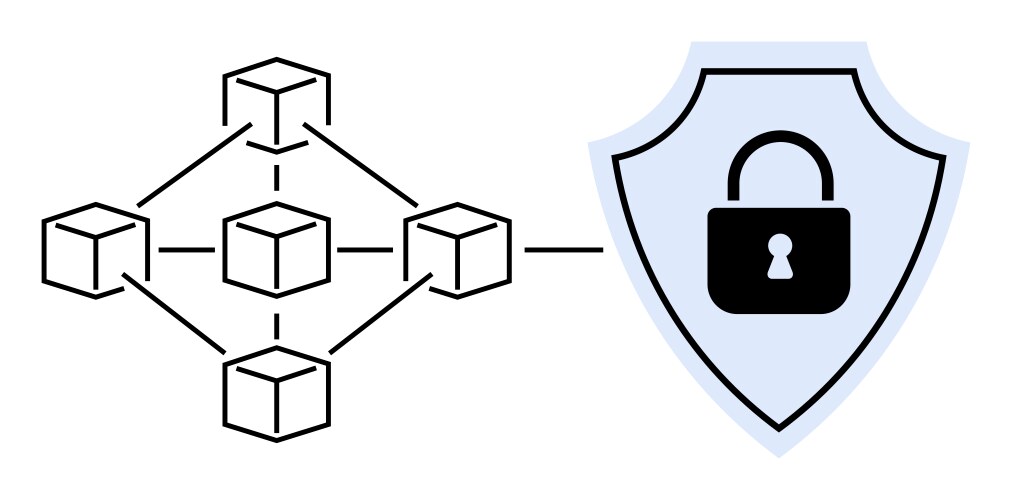 Blue shield with lock symbol signifying security Vector Image