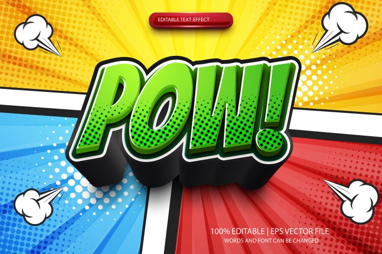 Super pow comic green cartoon style bold 3d Vector Image