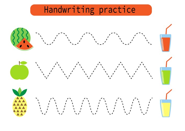 Trace line activity page for kids handwriting Vector Image