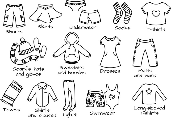 Types of clothes icons Royalty Free Vector Image