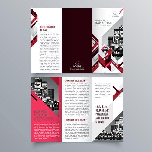 Red trifold leaflet brochure flyer templates set Vector Image
