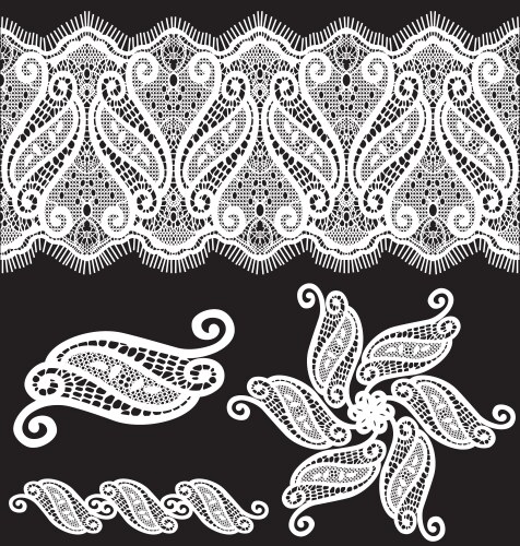 Lace bohemian seamless border with floral Vector Image