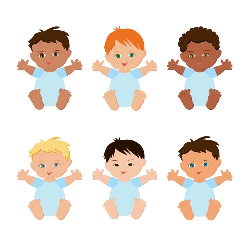 Set of cute cartoon babies Royalty Free Vector Image