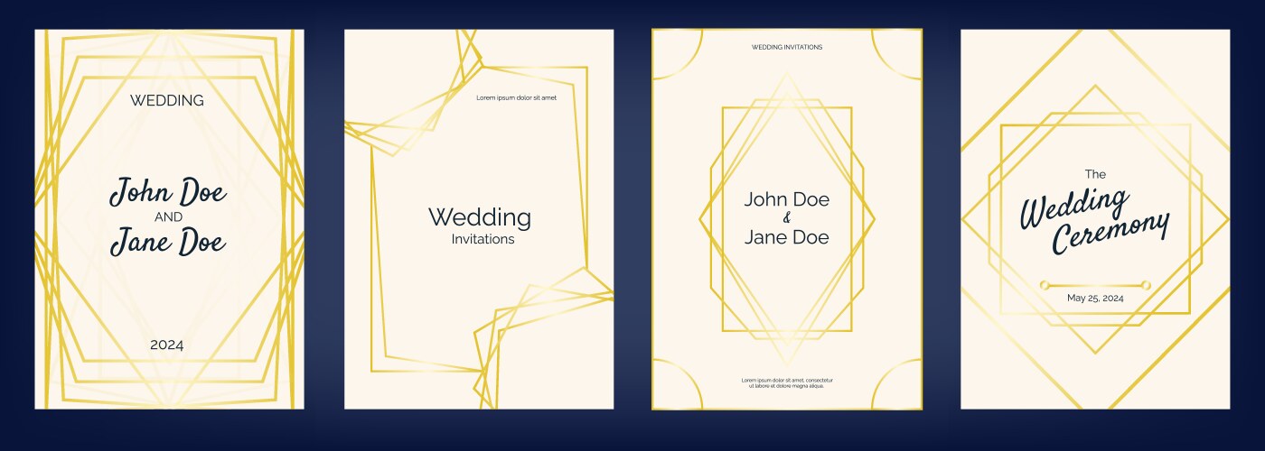 Golden wedding invitation card template Royalty Free Vector