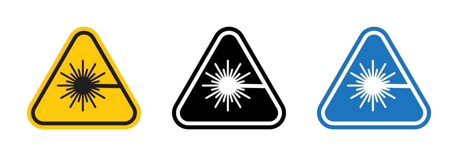 Laser warning icon set notice for areas Royalty Free Vector