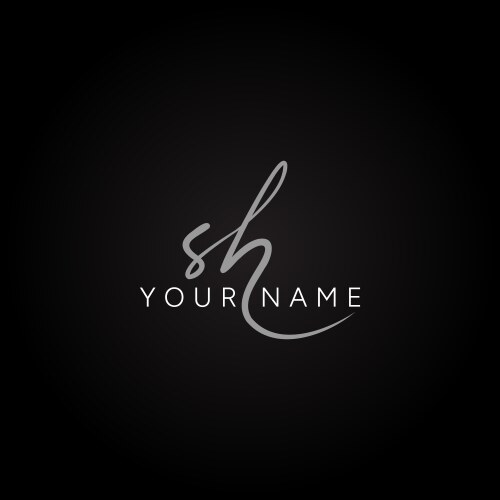 Elegant Handwritten SH Monogram Logo Royalty Free Vector