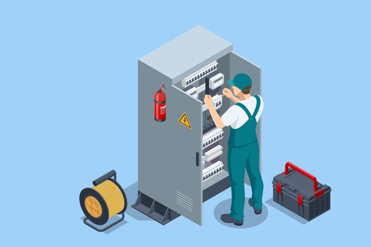 Electricity box power technicians engineering Vector Image