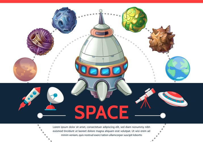 Realistic space elements set Royalty Free Vector Image