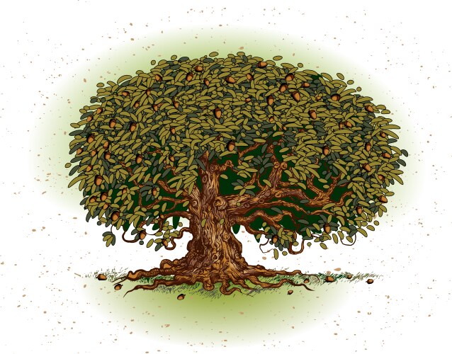 Oak tree with a banner Royalty Free Vector Image