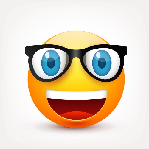 Nerd face emoji clever emoticon with glasses Vector Image