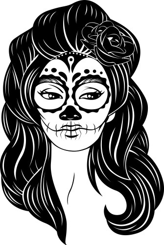 Hand drawn mexican bearded sugar skull isolated Vector Image