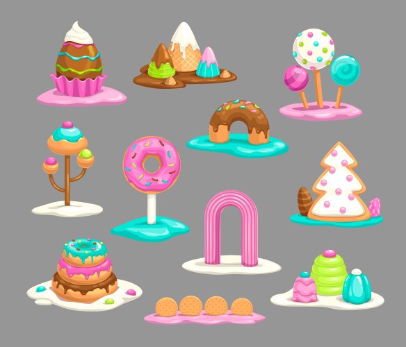 Candy balls set round sweet assets for game Vector Image