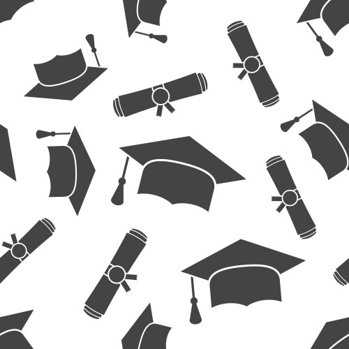 Seamless pattern with graduation caps Royalty Free Vector